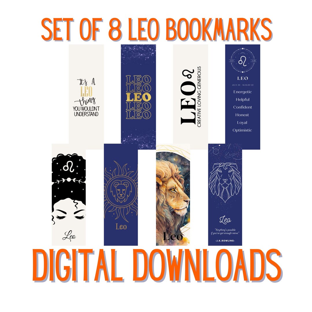 Leo, Printable Bookmarks, Astrology Bookmarks, Digital Products ...