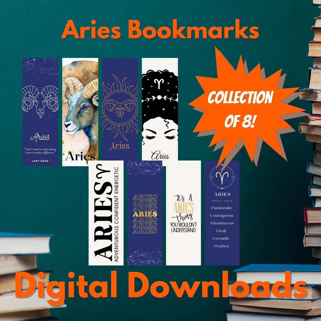 Aries - Astrology Bookmarks | Zodiac Sign Digital Bookmarks | Celestial ...