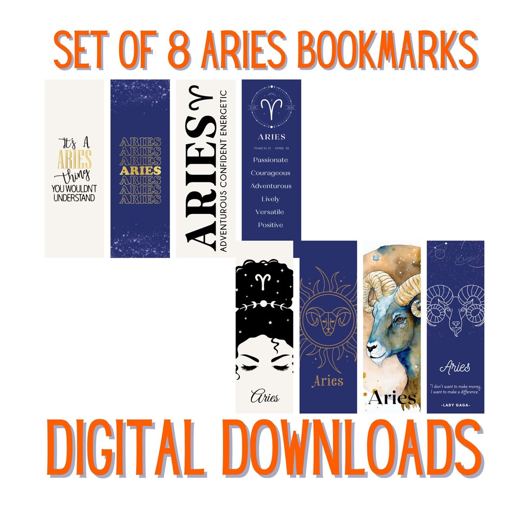 Aries, Printable Bookmarks, Astrology Bookmarks, Digital Products ...