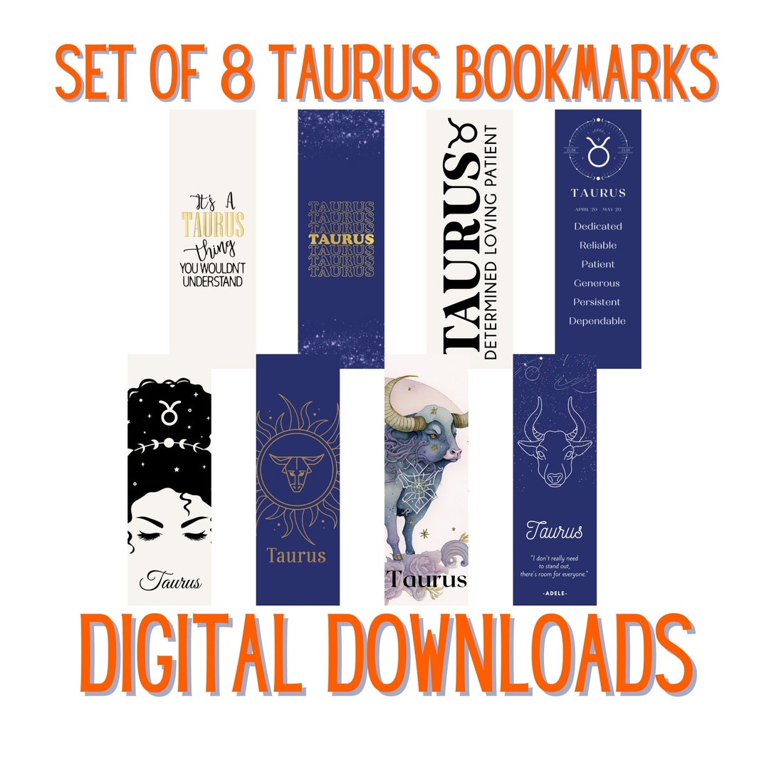 Taurus, Printable Bookmarks, Astrology Bookmarks, Digital Products ...