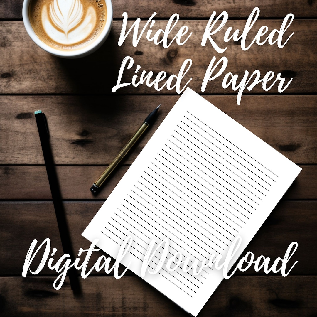 Wide Ruled Lined Printable Digital Paper - Etsy