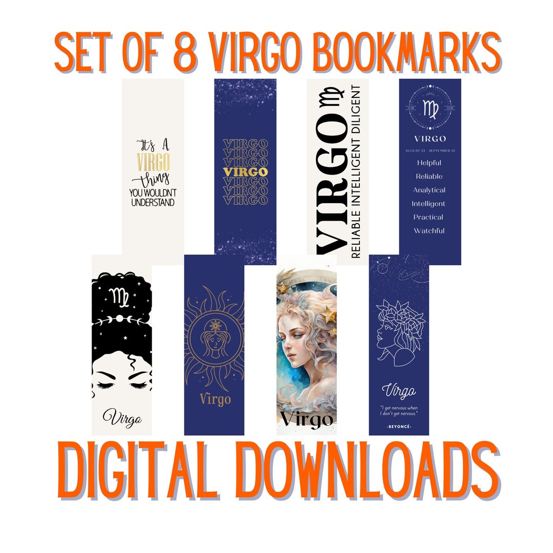 Virgo, Printable Bookmarks, Astrology Bookmarks, Digital Products ...