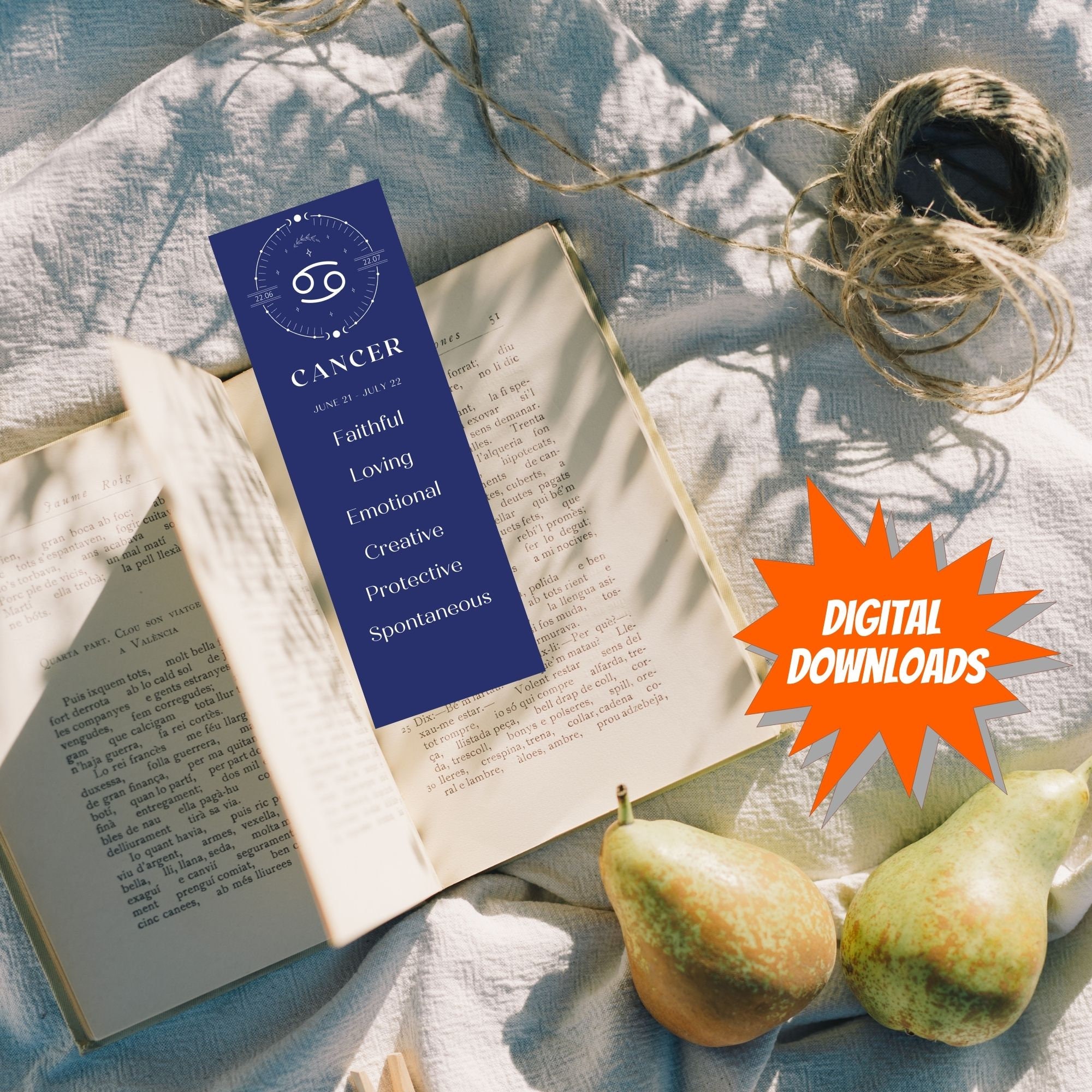 Cancer, Printable Bookmarks, Astrology Bookmarks, Digital Products ...
