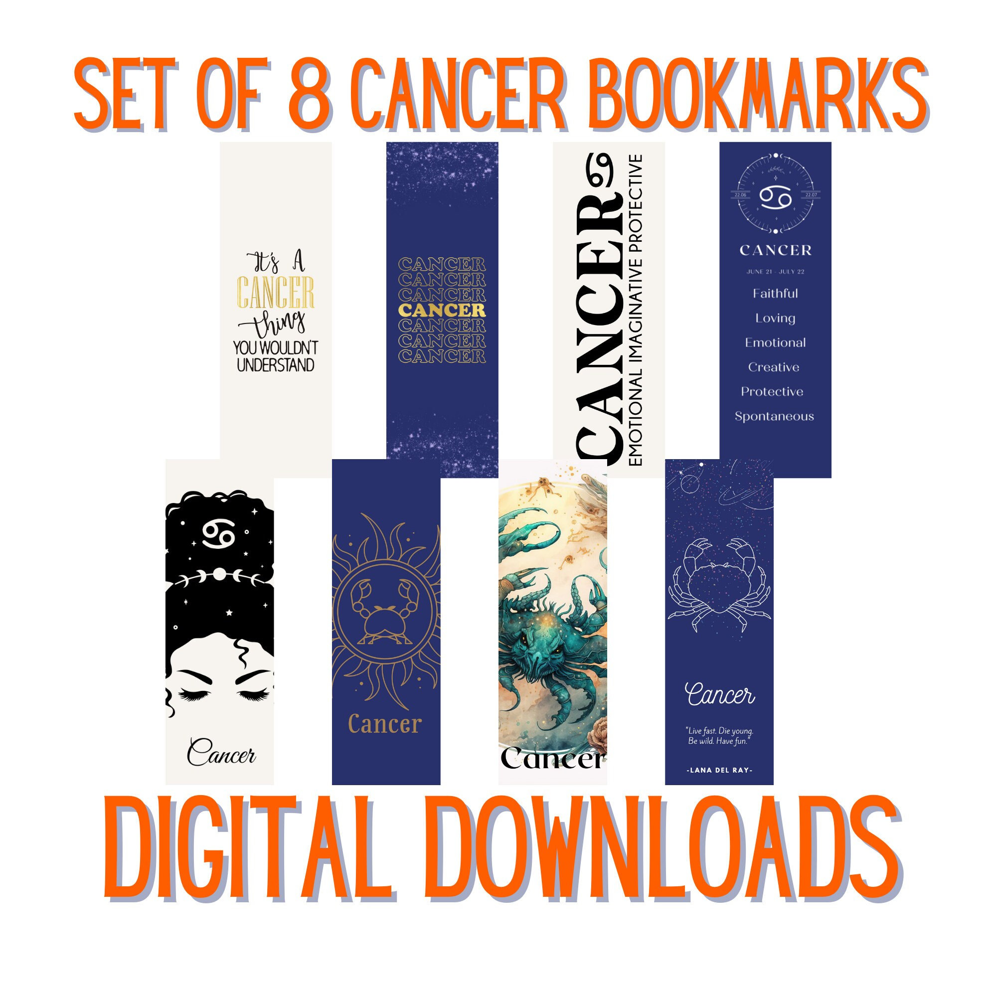 Cancer, Printable Bookmarks, Astrology Bookmarks, Digital Products ...