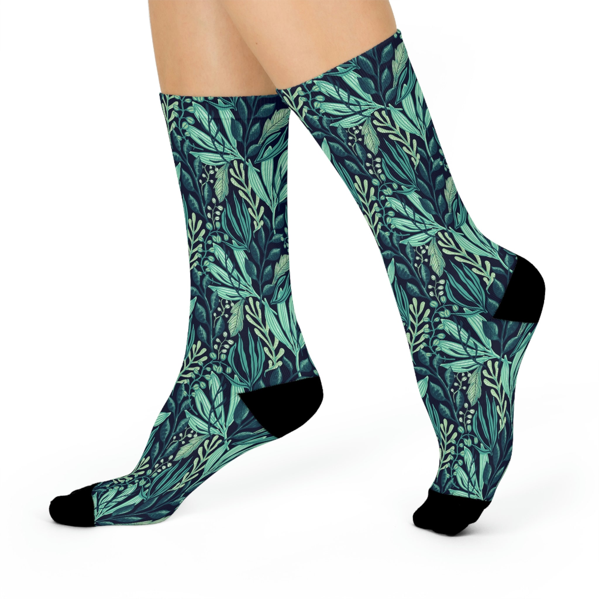 Botanical Leaves Socks, Plant Socks, Nature Socks, Garden Socks, Socks ...