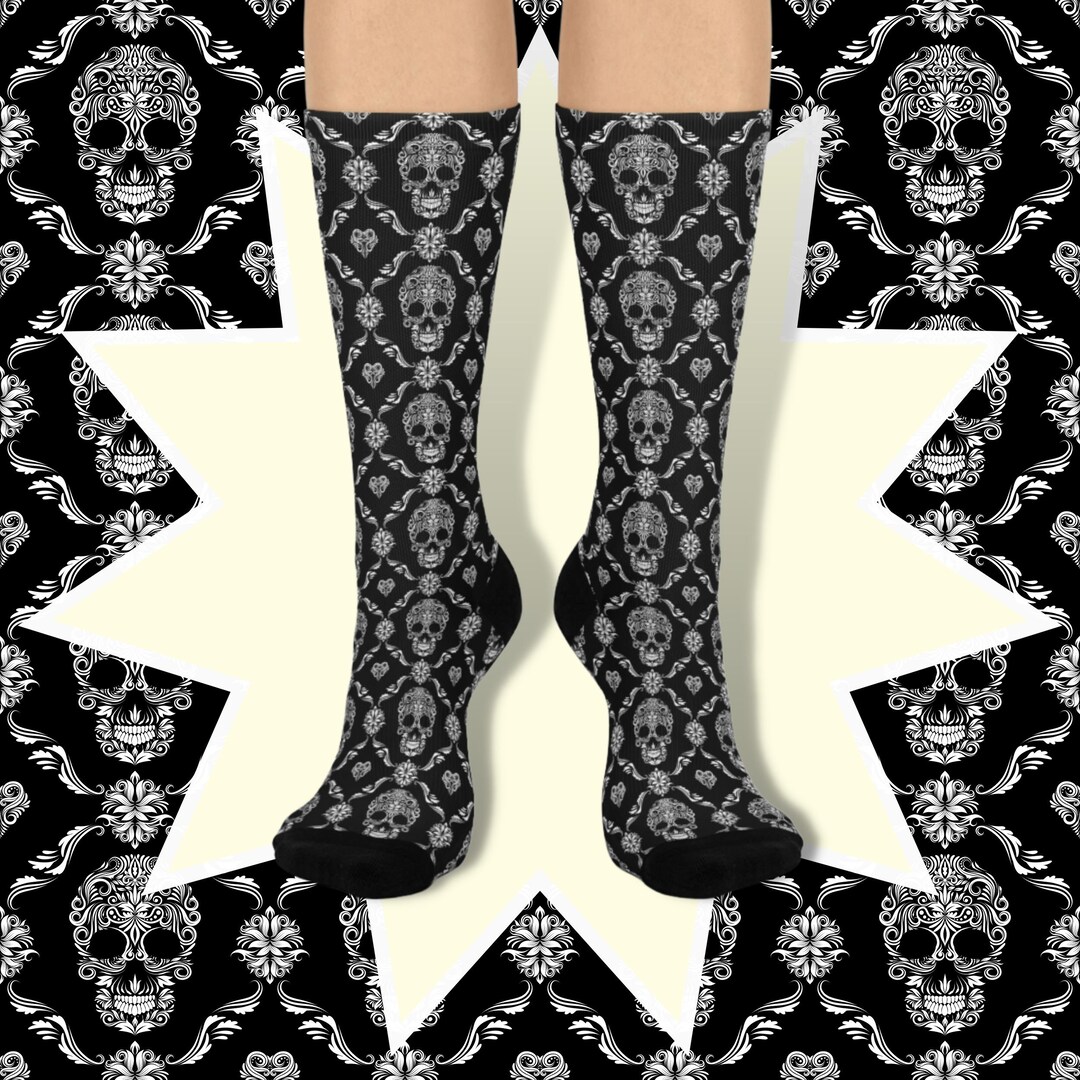 Elegant Skull Socks, Day of the Dead Socks, Dia De Los Muertos Socks ...