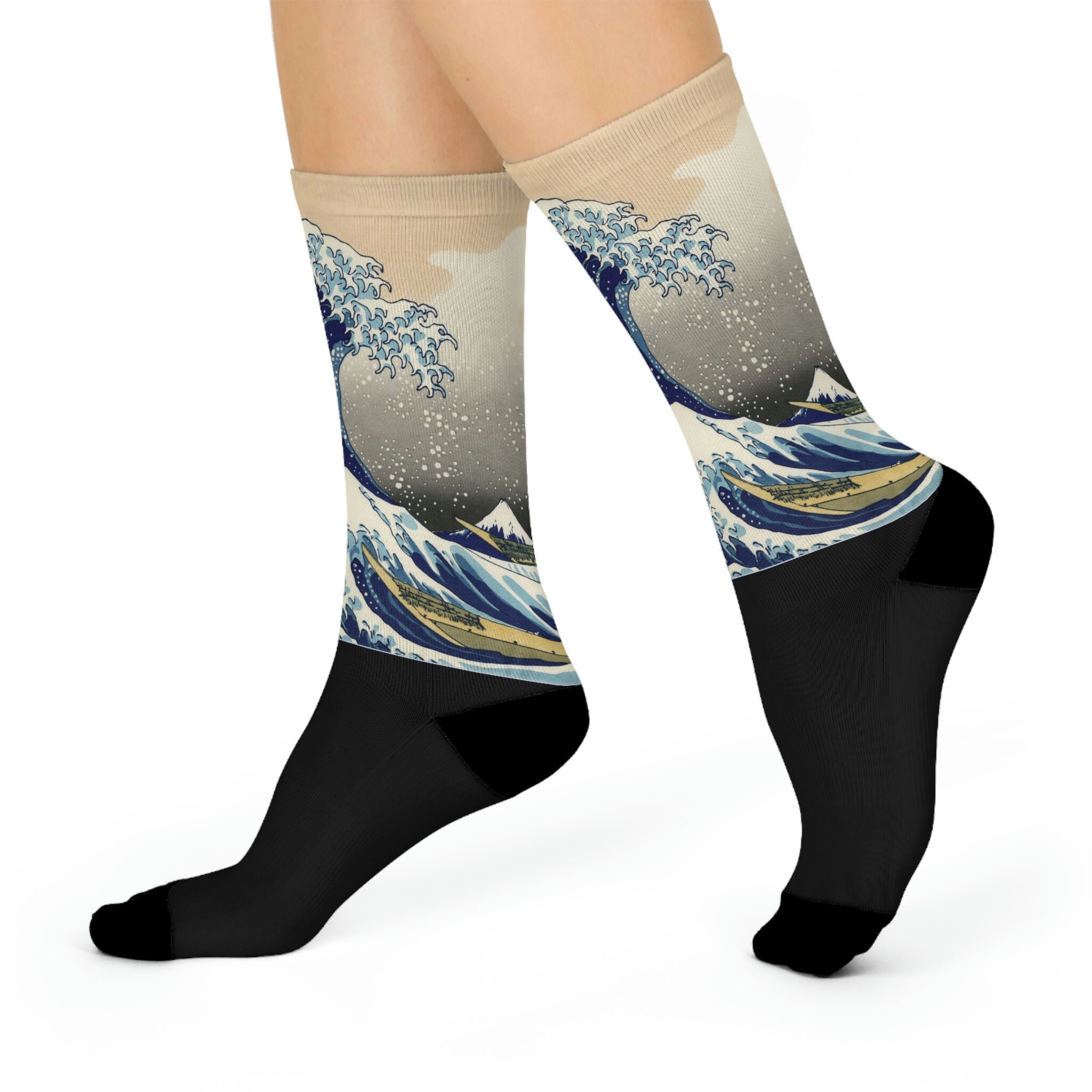 The Great Wave off Kanagawa by Hokusai Crew Socks - Etsy