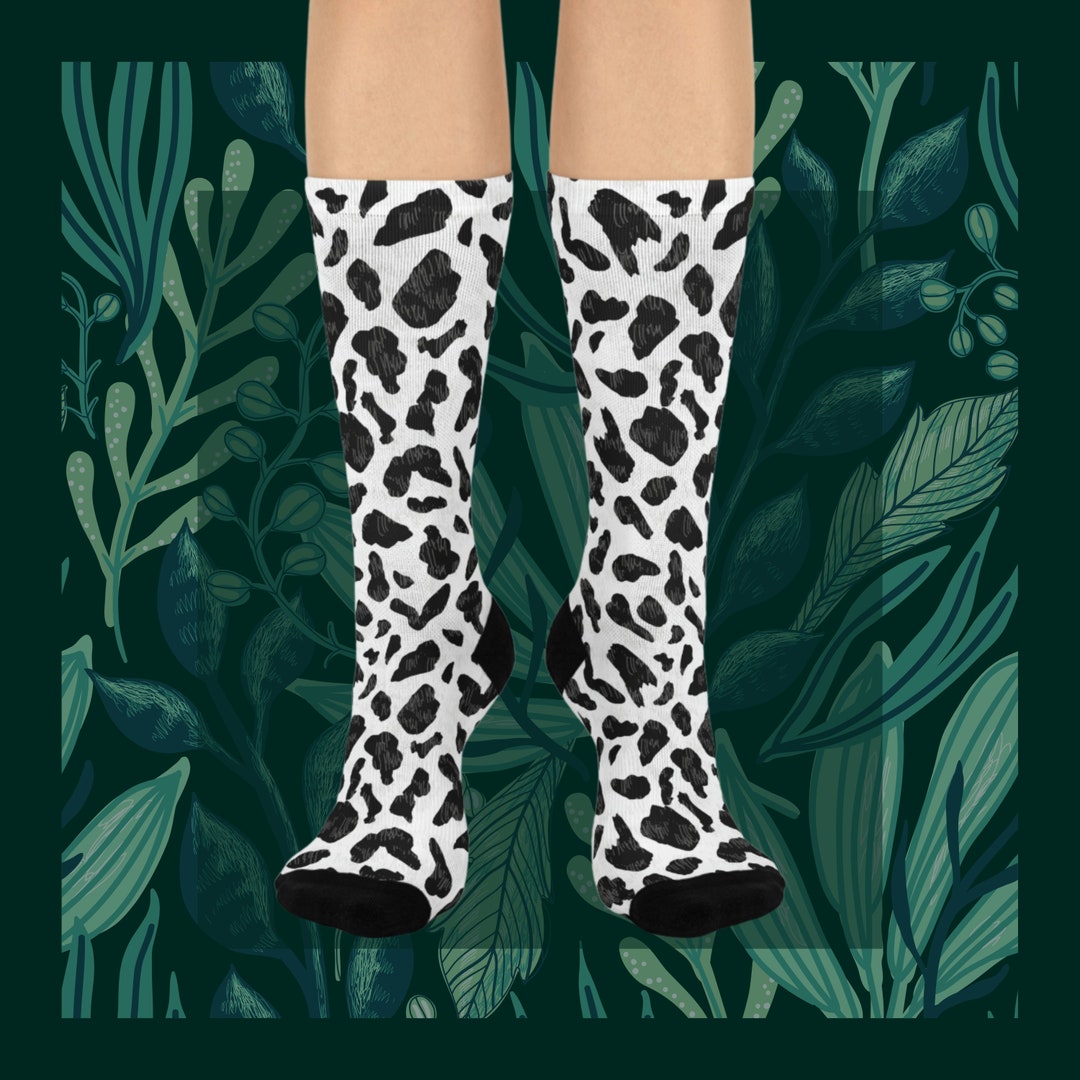 Cow Print Crew Socks - Etsy