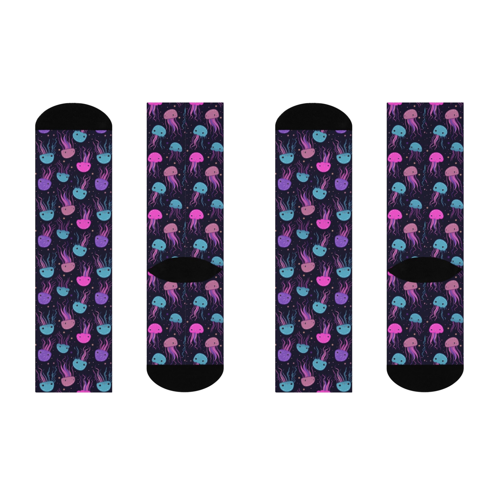 Cute Neon Jellyfish Socks, Colorful Sea Creatures Socks, Jellyfish ...