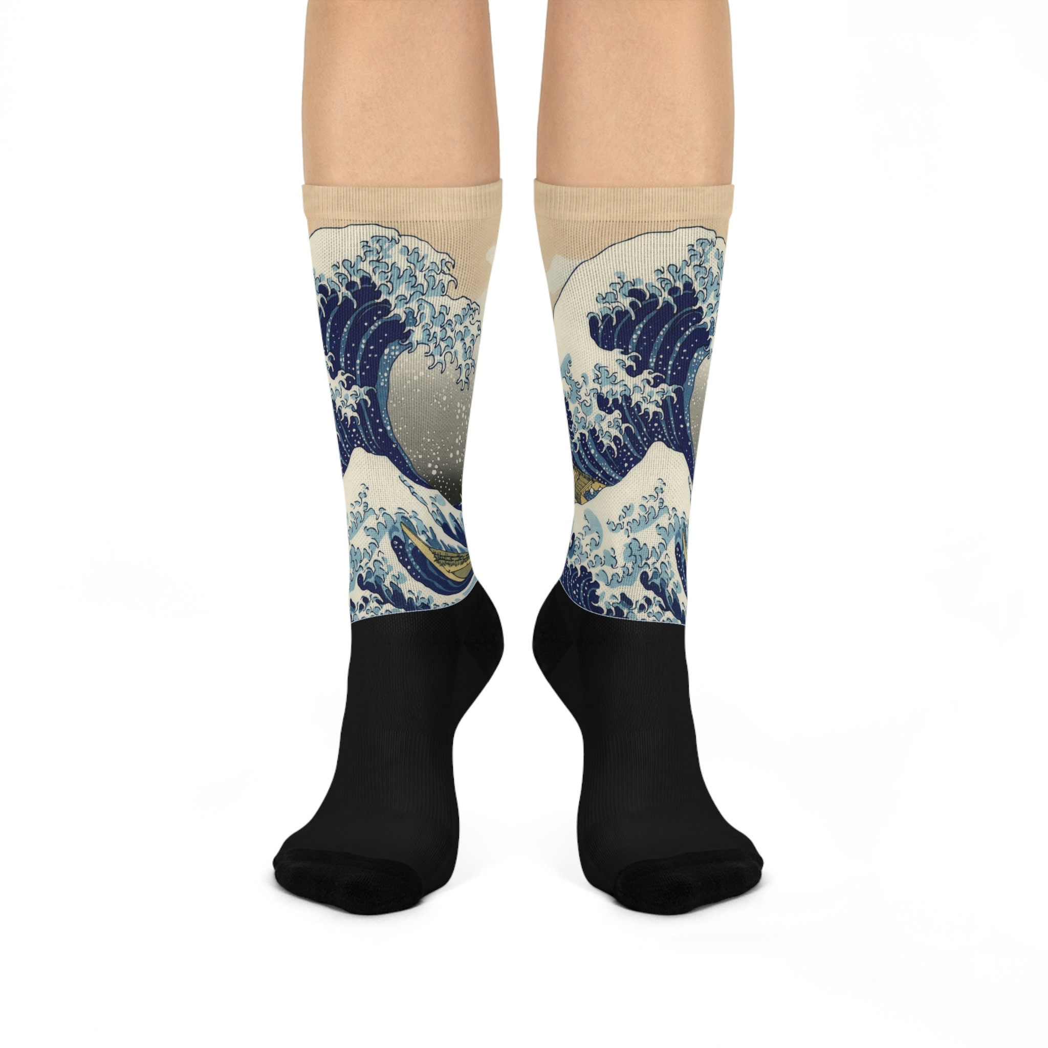 The Great Wave off Kanagawa by Hokusai Crew Socks - Etsy