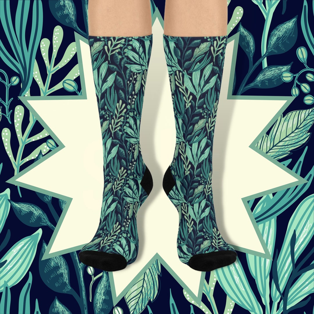 Botanical Leaves Socks, Plant Socks, Nature Socks, Garden Socks, Socks ...
