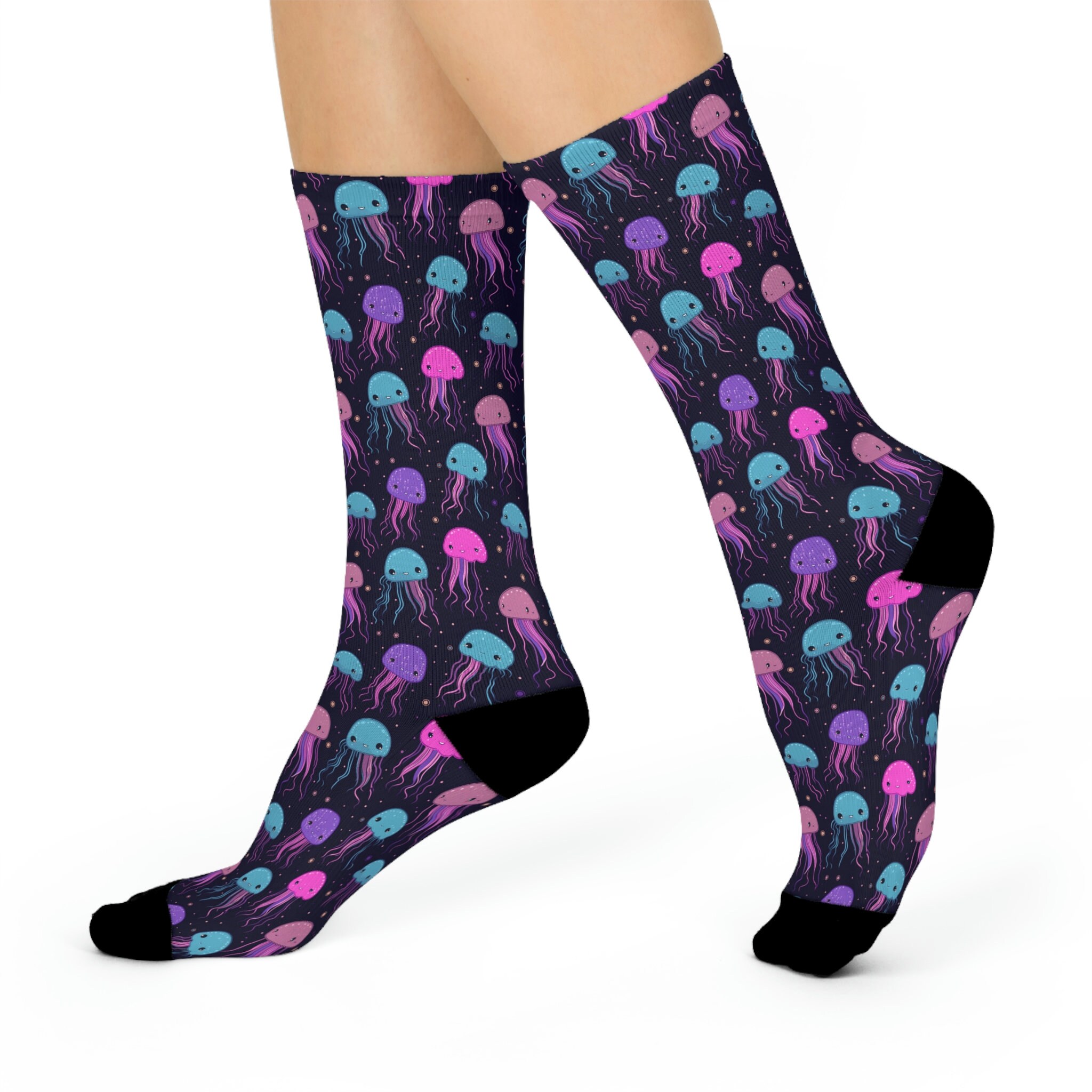 Cute Neon Jellyfish Socks, Colorful Sea Creatures Socks, Jellyfish ...