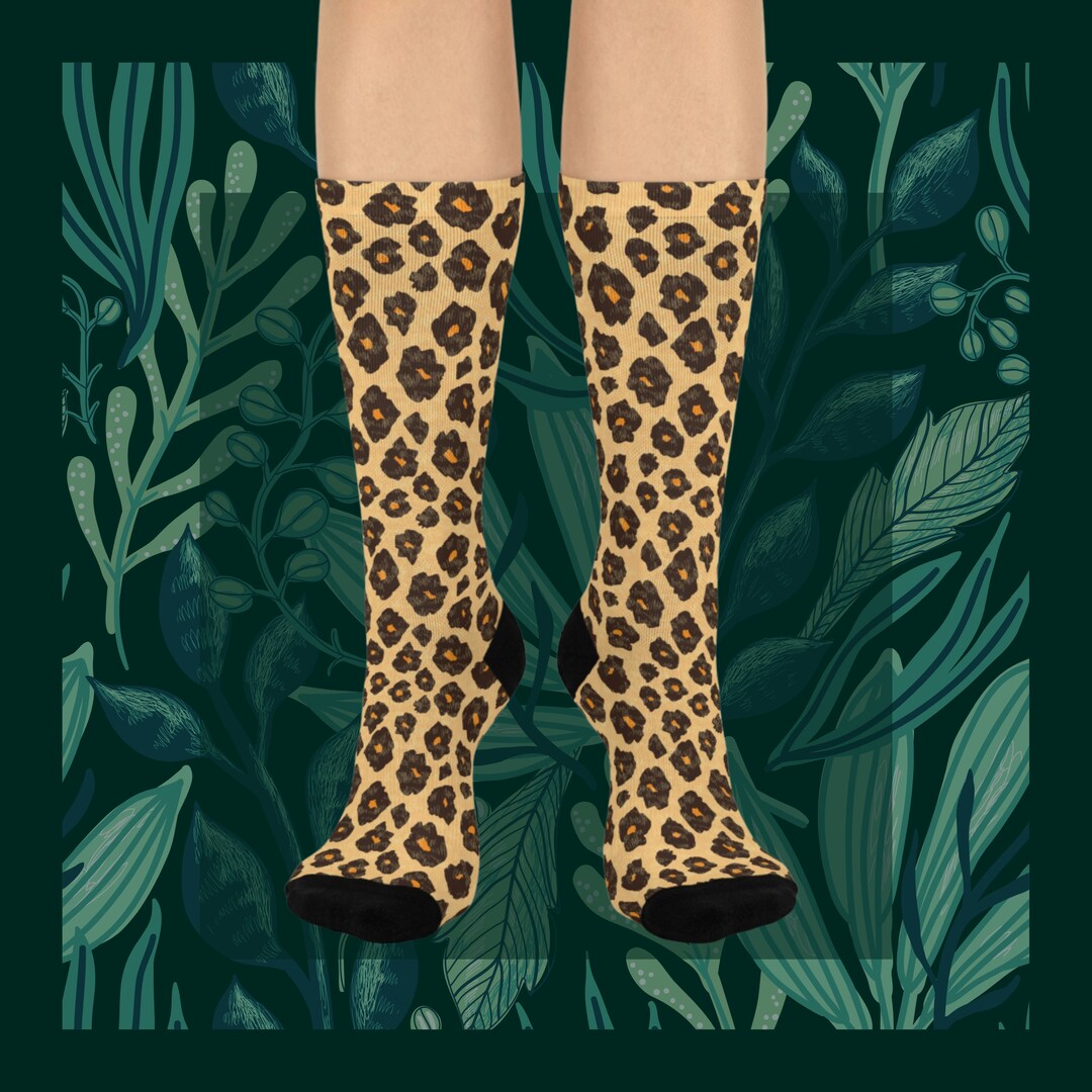 Leopard Print Crew Socks - Etsy