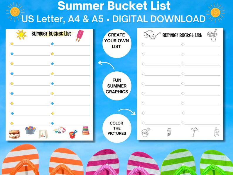 Summer Bucket List Template, Summer Break List, Family Fun Checklist ...