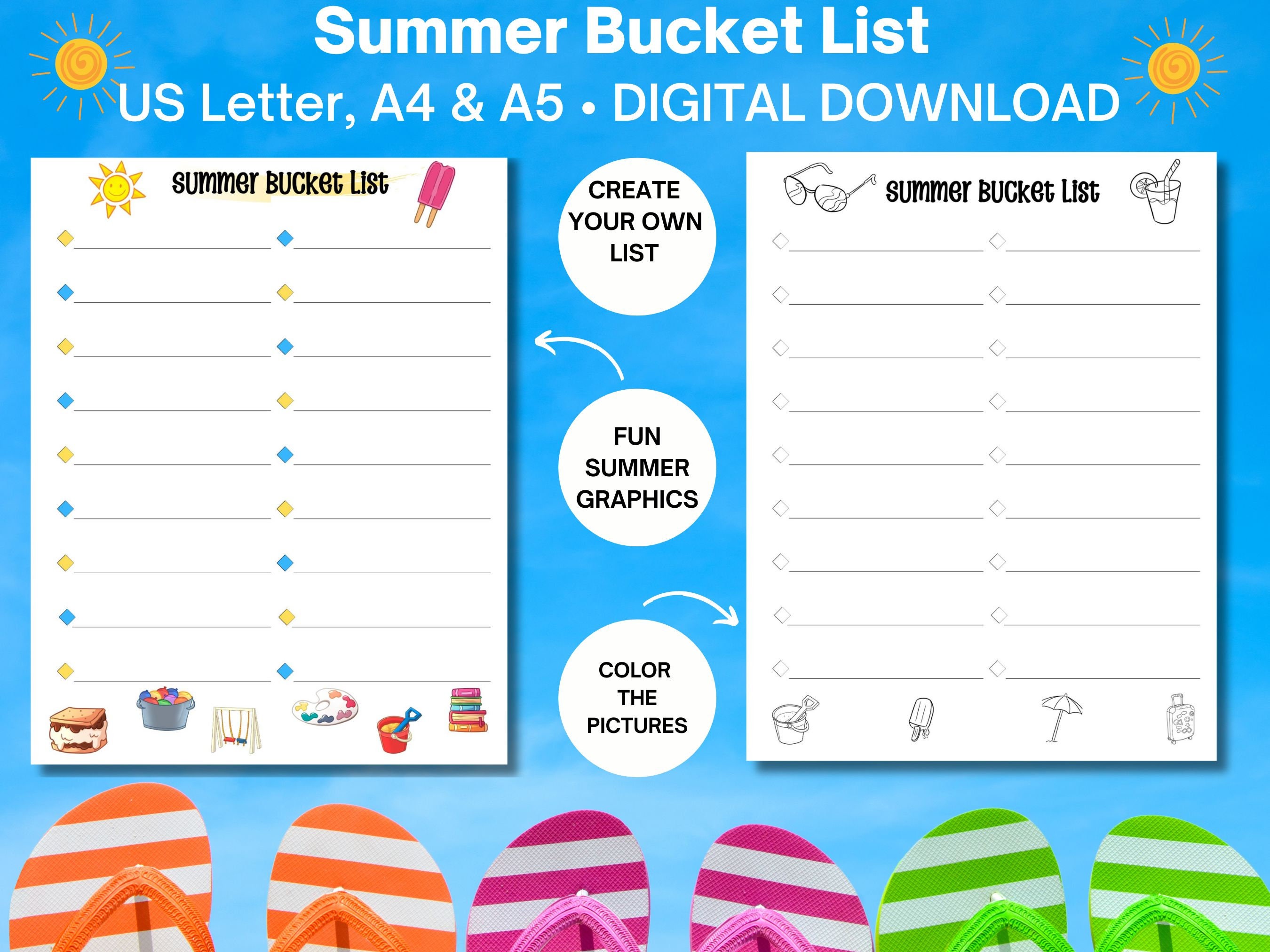 Summer Bucket List Template, Summer Break List, Family Fun Checklist ...