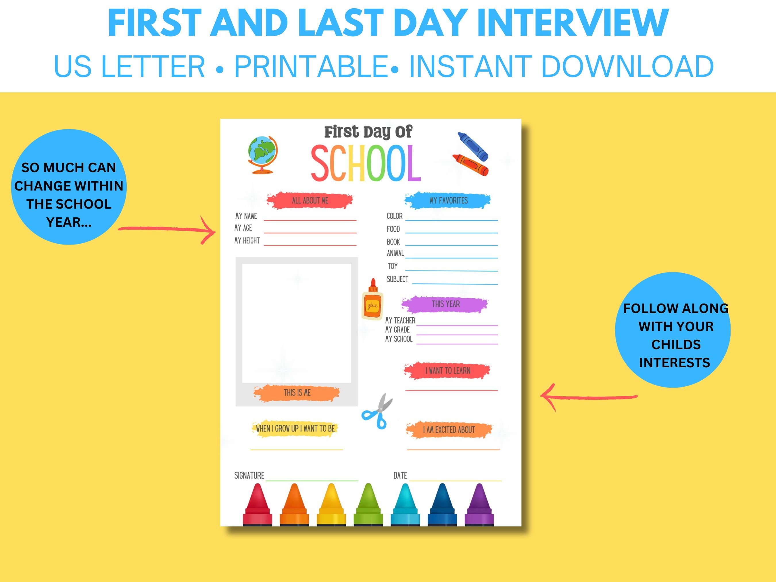 First Day of School Interview for Kids, Back to School Questions, All ...