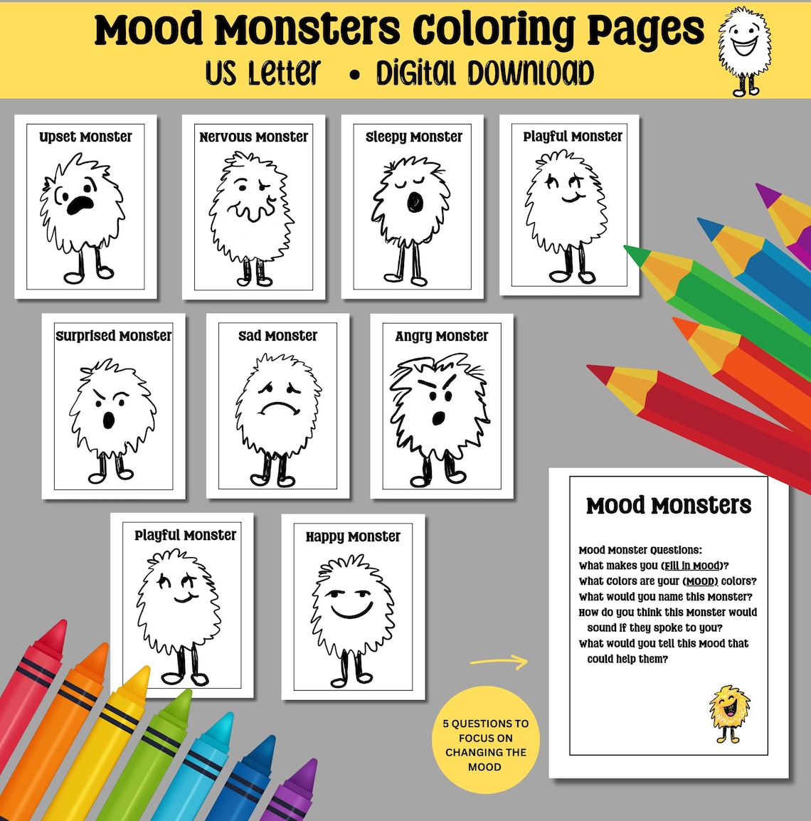 Printable Emotion Coloring Pages for Kids, Emotions Coloring Sheet, Fun ...