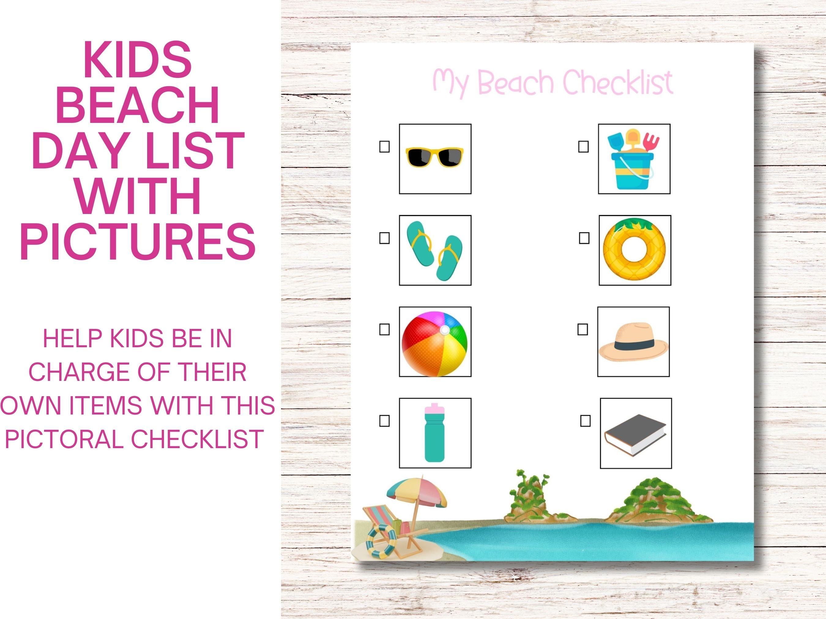 Printable Pink Beach Day Packing List, Checklist for Fun Beach Day, Pre ...