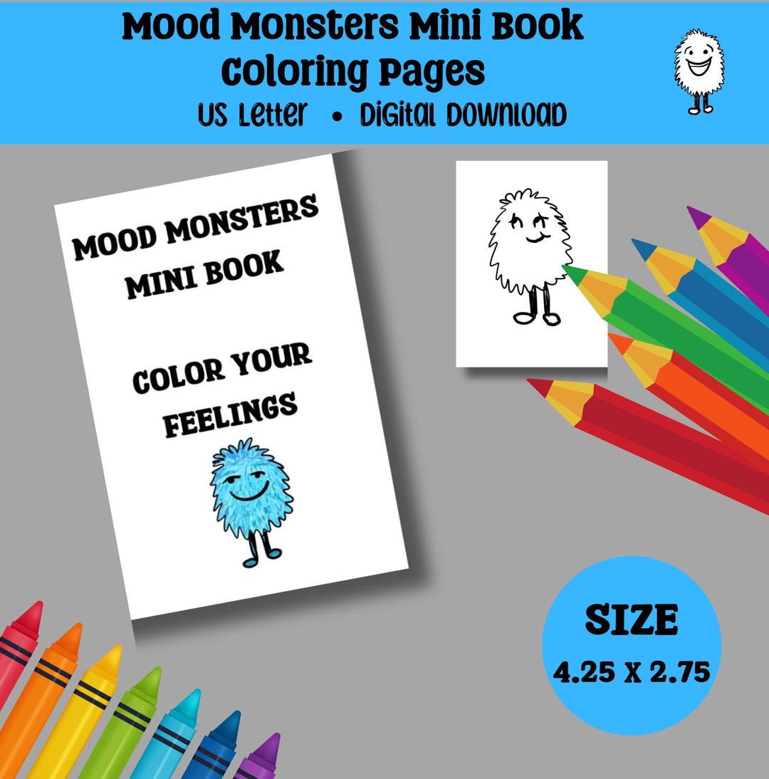 Mood Monsters Mini Coloring Book, Social Emotional Coloring, Mini Book ...