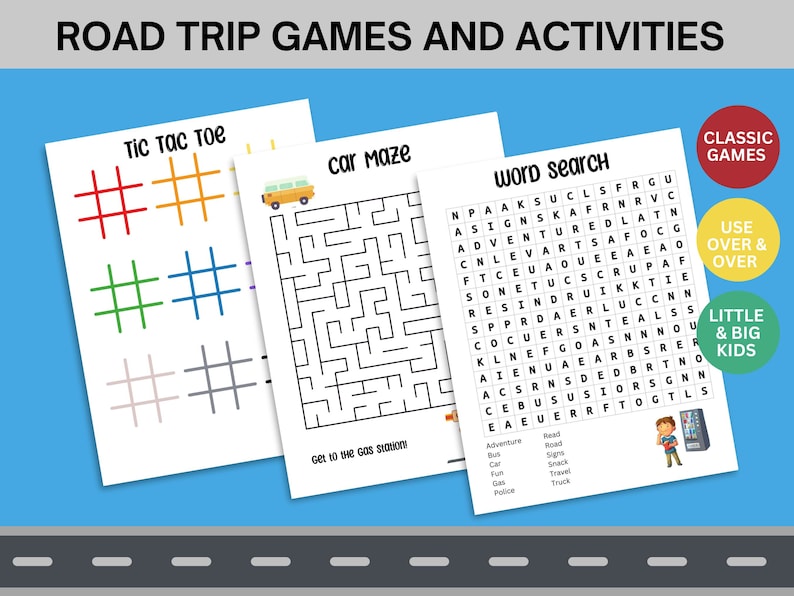 Travel Fun With Printable Games for Kids, Car Games for Trips ...