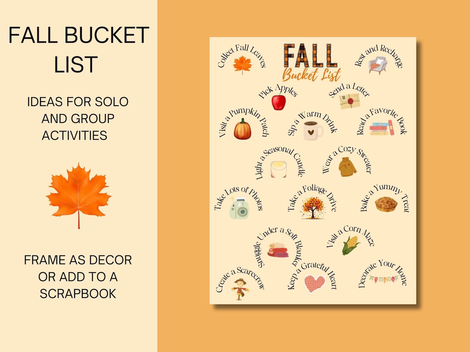 Printable Fall Bucket List, Fall Activities With Kids, Autumn Bucket ...