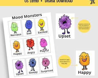 Printable Emotion Identification Cards for Kids Feelings, Calming ...