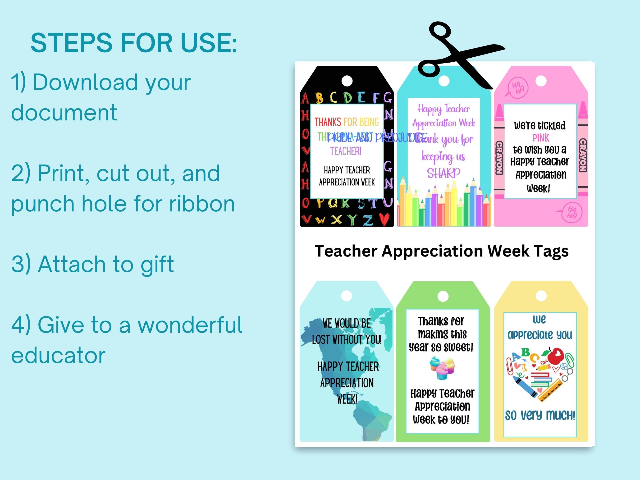 Teacher Appreciation Week Gift Tags for Teachers, Printable Teacher ...