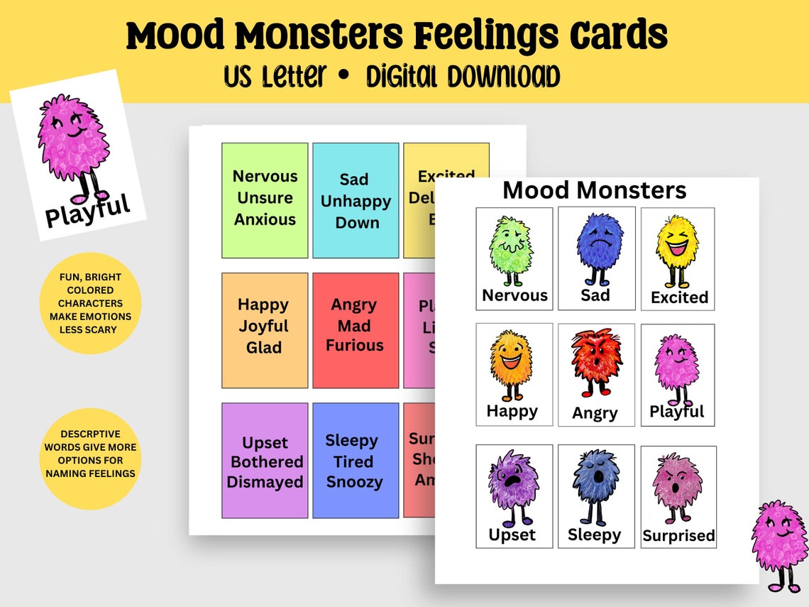 Printable Emotion Identification Cards for Kids Feelings, Calming ...