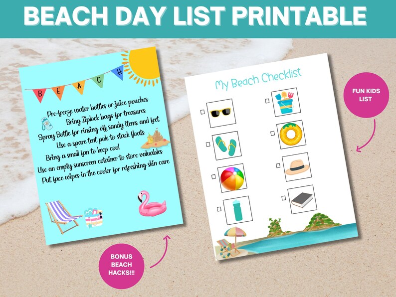 Printable Beach Day Packing List, Checklist for Fun Beach Day, Pre ...
