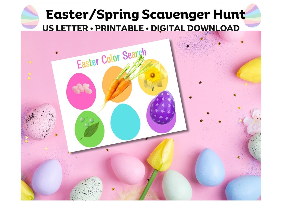 Printable Easter or Spring Color Search Scavenger Hunt, Kids Spring ...