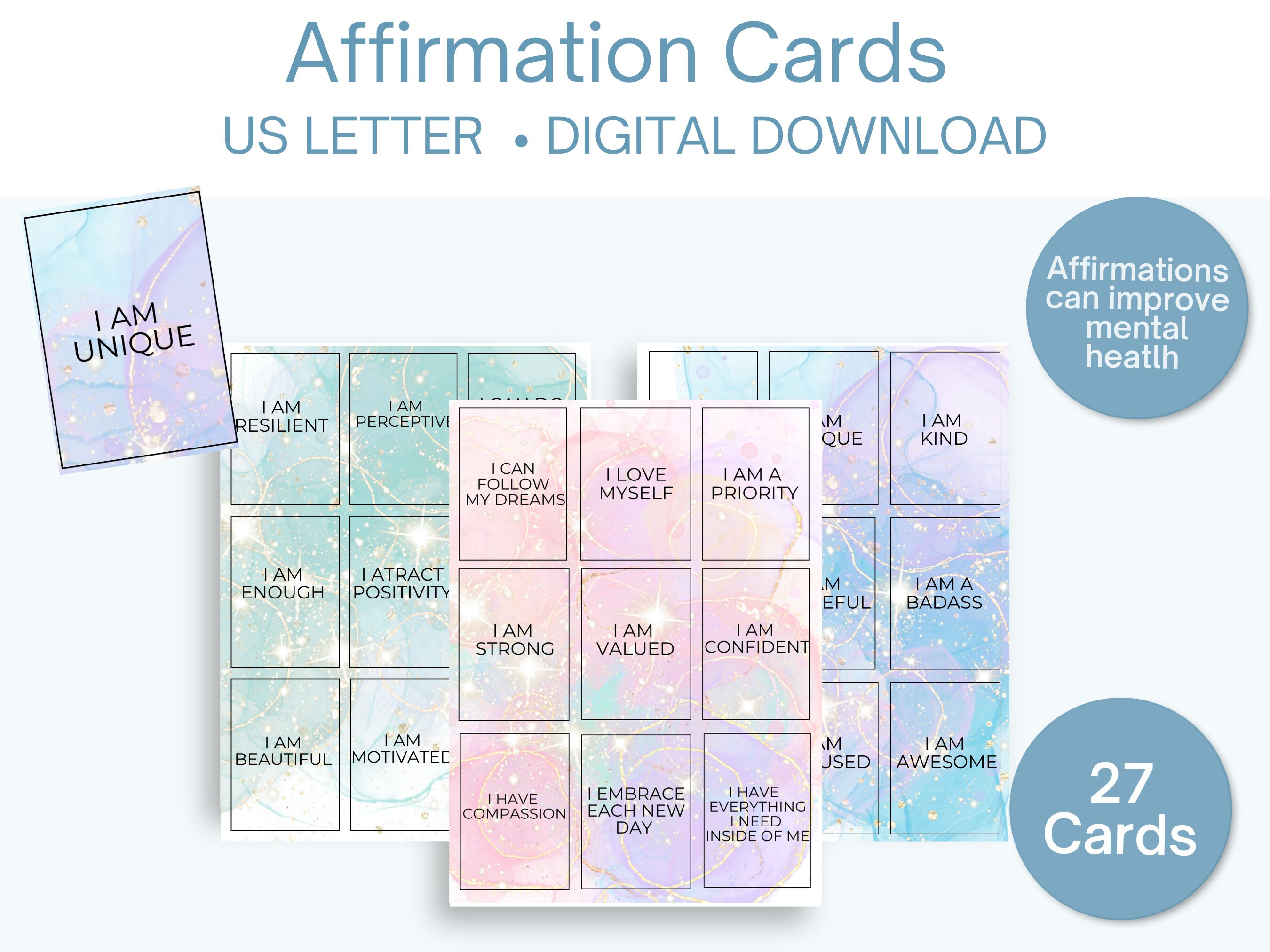 Mystic Printable Affirmation Cards for Mental Health, Printable ...