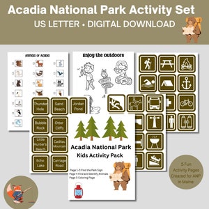 Acadia National Park Activity Set, Printable Kids Activities for Acadia ...
