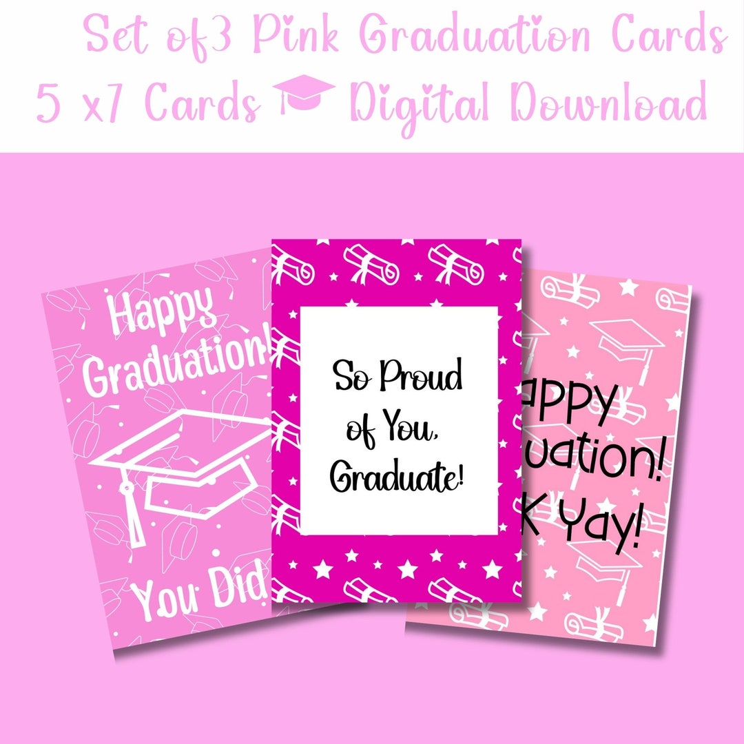 Printable Pink Graduation Cards for Celebration, Pretty Graduation ...