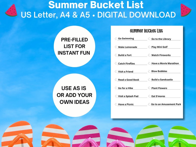 Summer Bucket List Template, Summer Break List, Family Fun Checklist ...