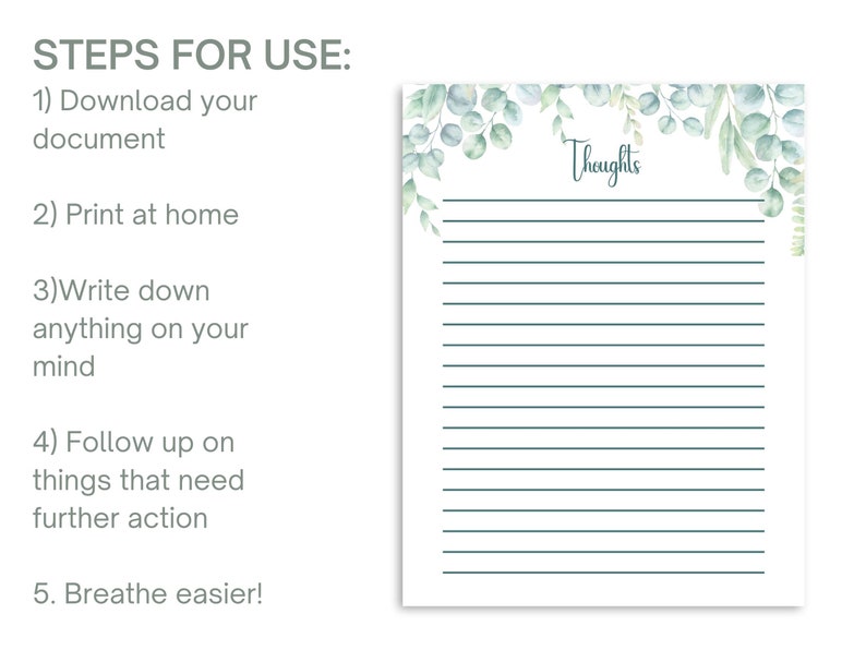 Printable Brain Dump and Thought Processing Pages, Thought Organizer ...