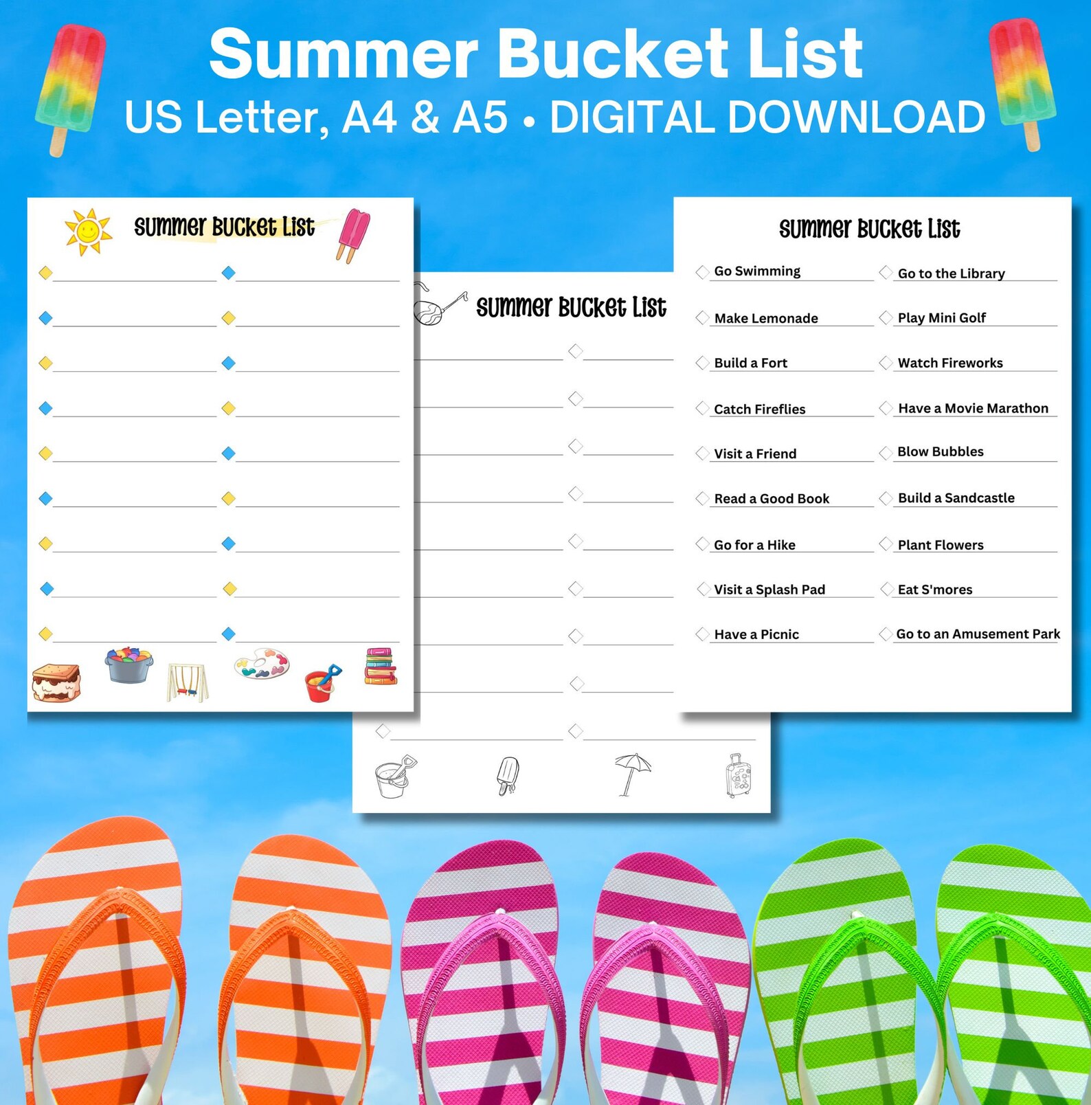 Summer Bucket List Template, Summer Break List, Family Fun Checklist ...