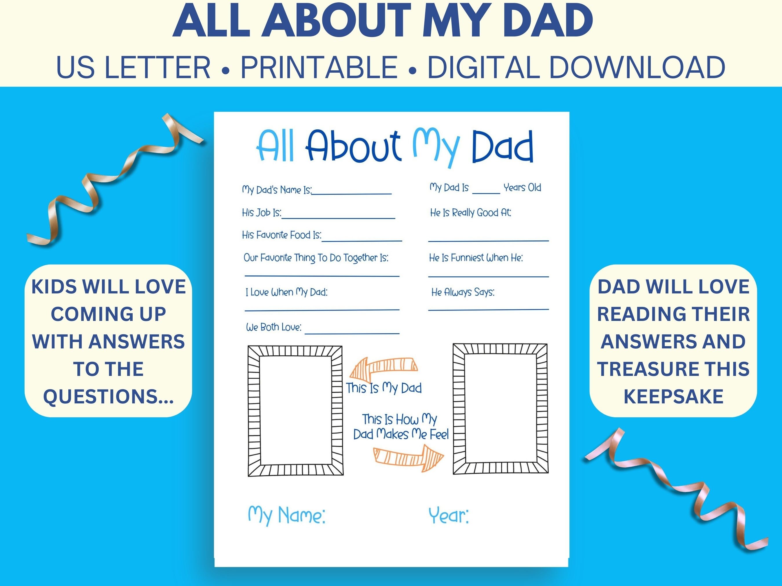 All About Dad Interview Printable, Last Minute Father's Day Gift, Fun ...