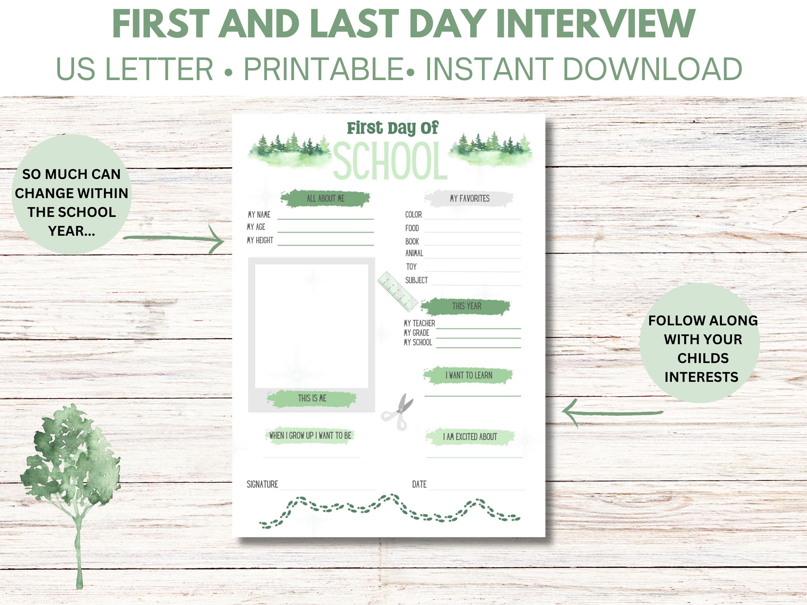 First Day of School Interview for Kids Printable, Back to School ...