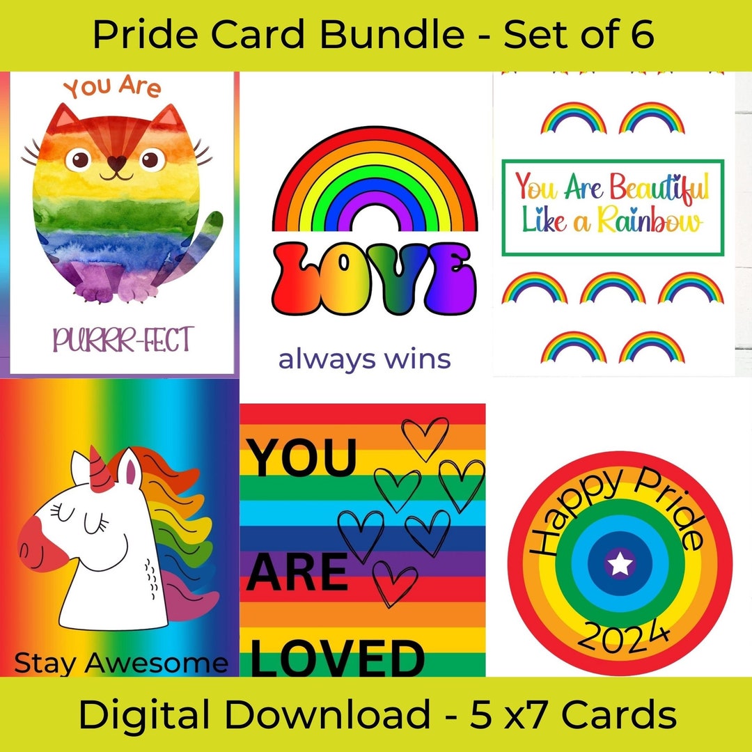 Printable Pride Cards for Pride Month, Printable Rainbow Cards for ...