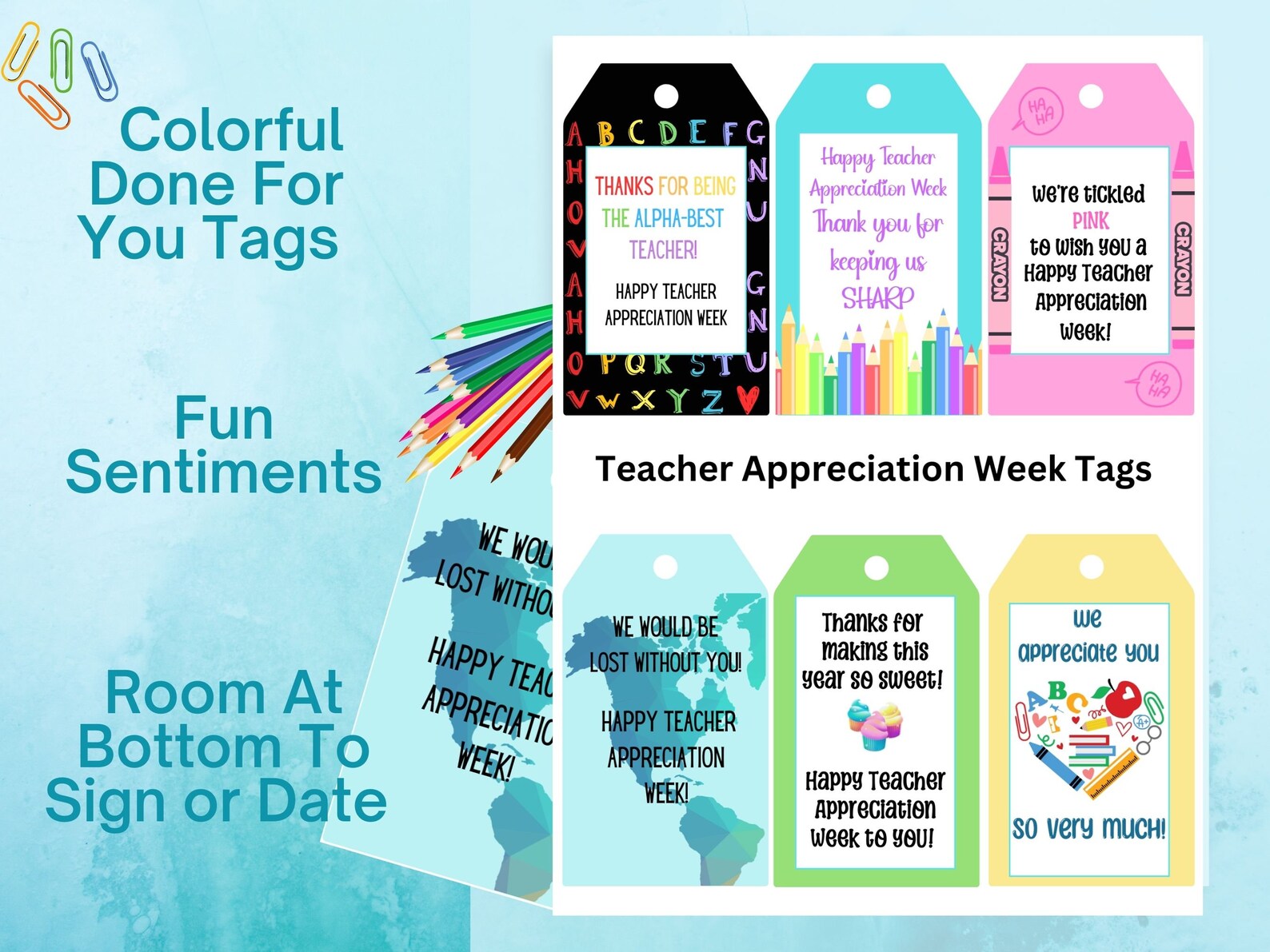 Teacher Appreciation Week Gift Tags for Teachers, Printable Teacher ...