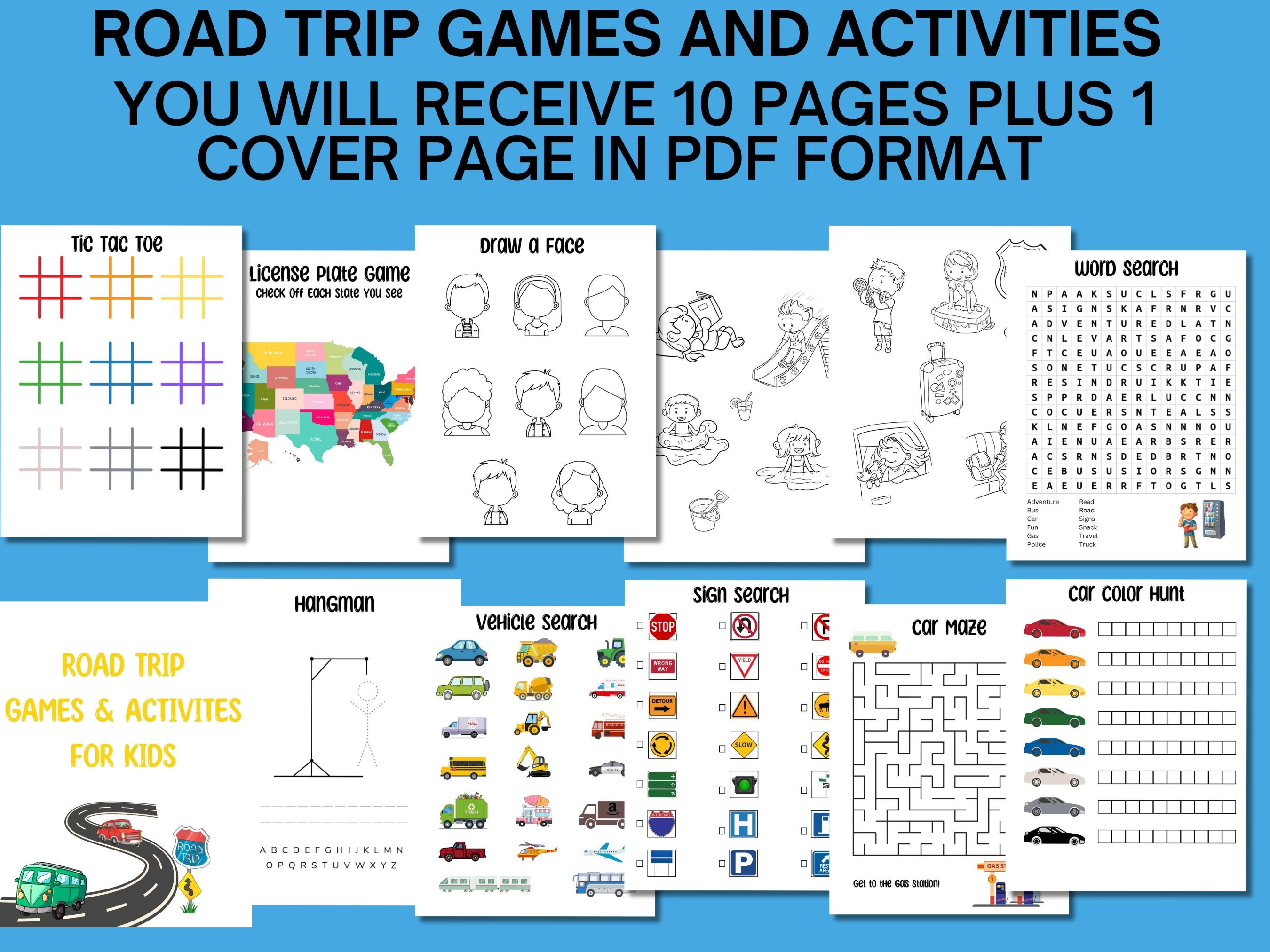 Travel Fun With Printable Games for Kids, Car Games for Trips ...