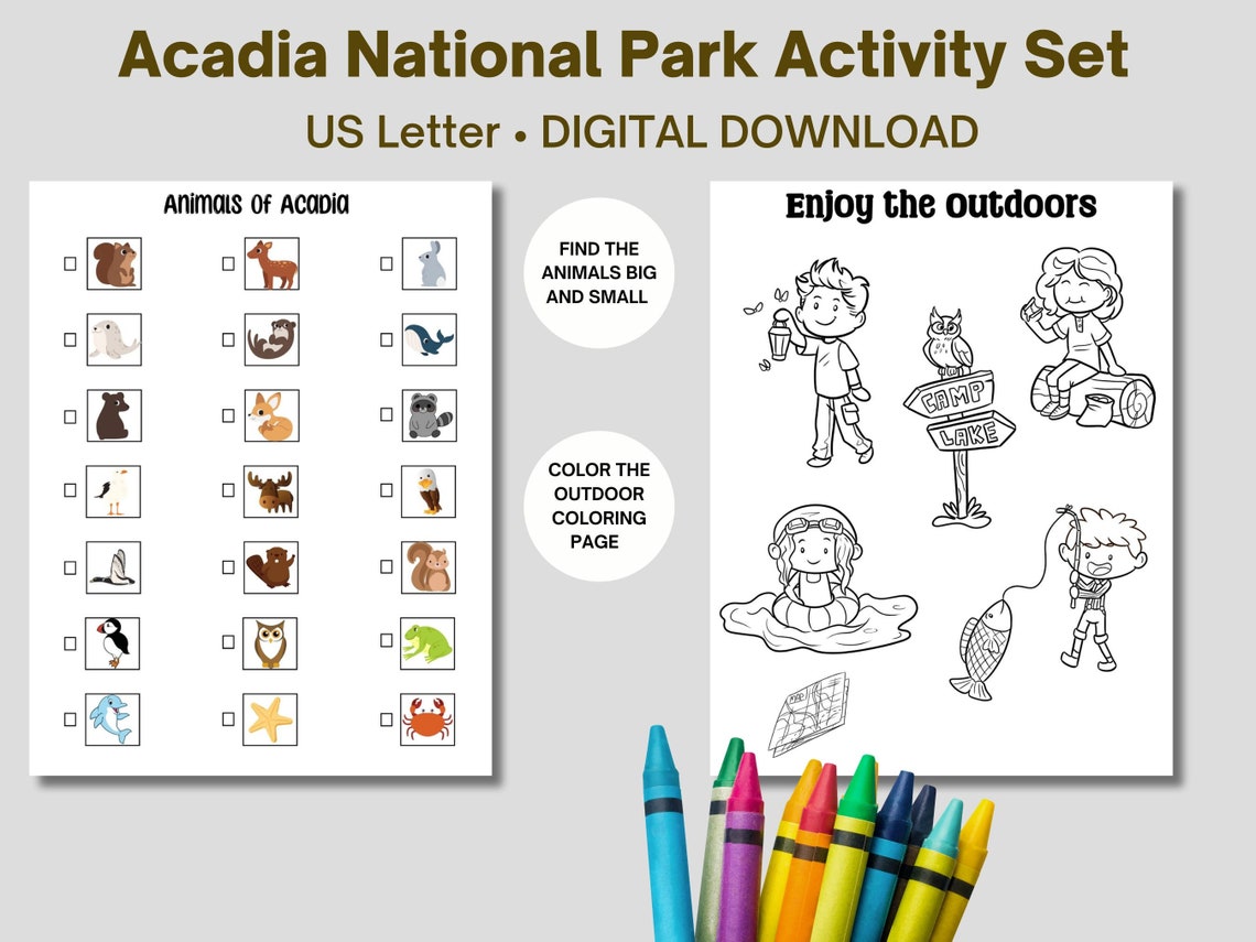 Acadia National Park Activity Set, Printable Kids Activities for Acadia ...