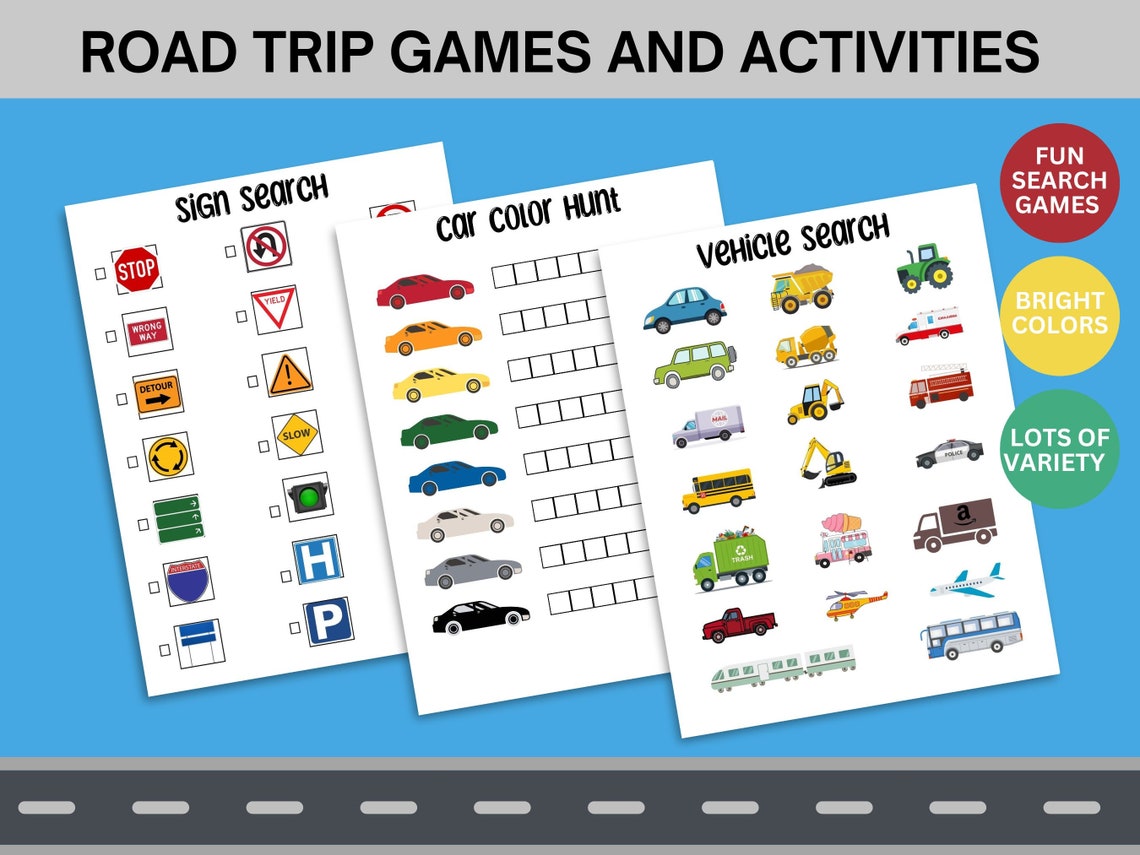 Travel Fun With Printable Games for Kids, Car Games for Trips ...