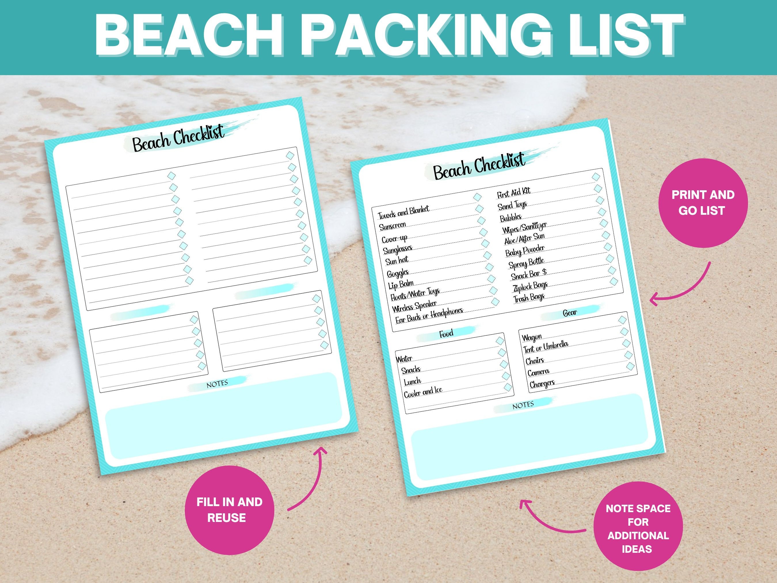 Printable Beach Day Packing List, Checklist for Fun Beach Day, Pre ...