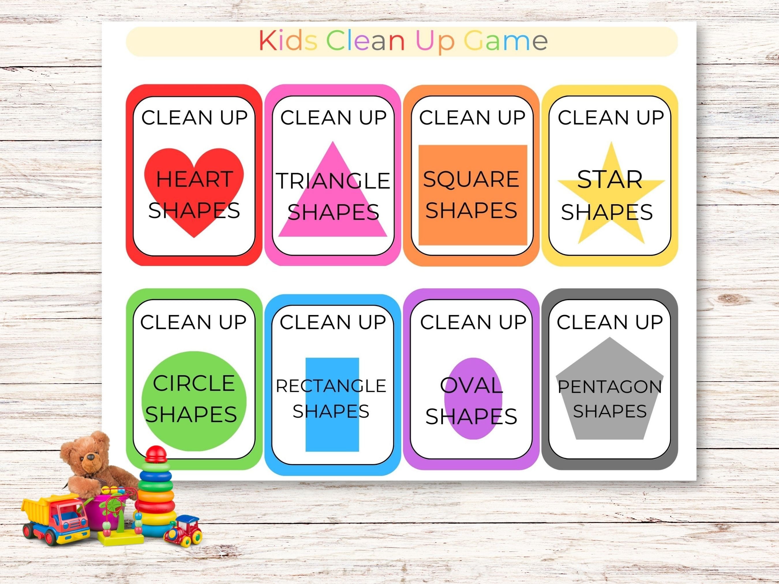 Printable Clean up Kids Card Game, Pick up Cards for Kids Cleaning, Fun ...
