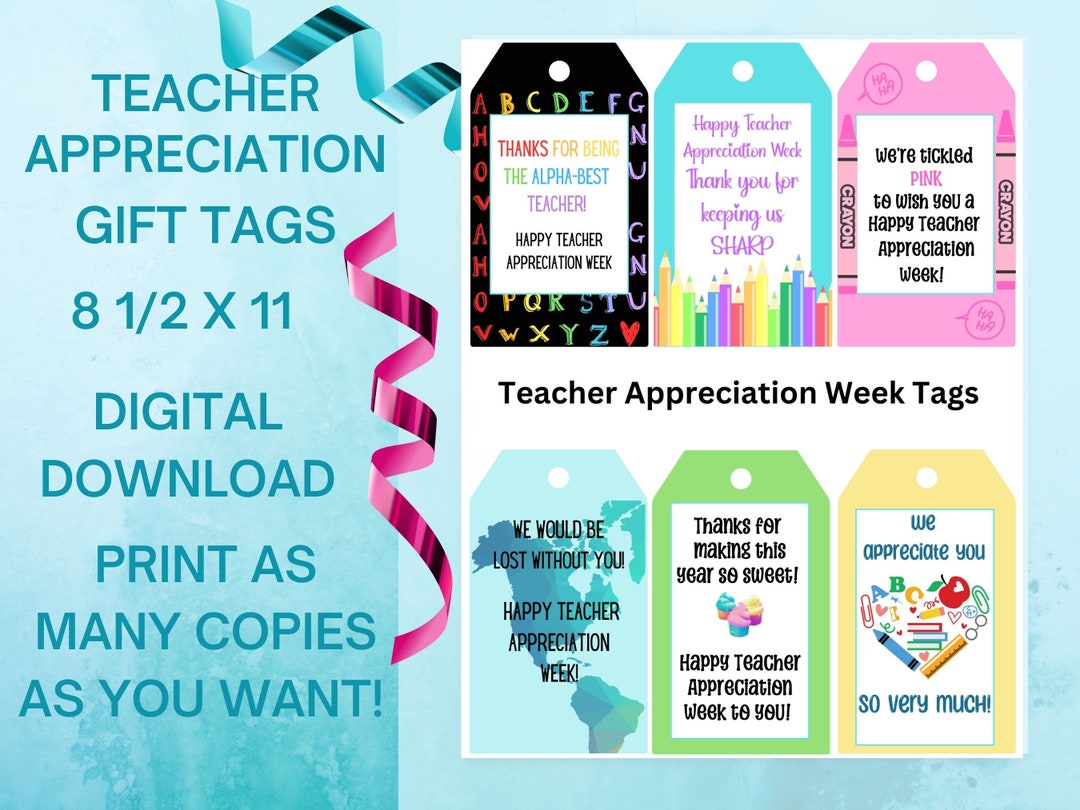 Teacher Appreciation Week Gift Tags for Teachers Printable - Etsy