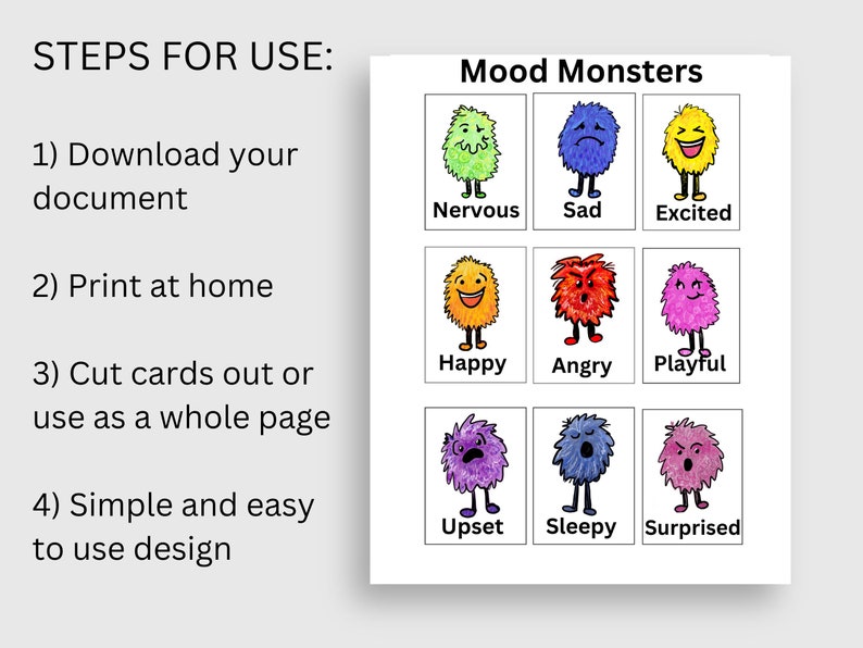 Printable Emotion Identification Cards for Kids Feelings, Calming ...