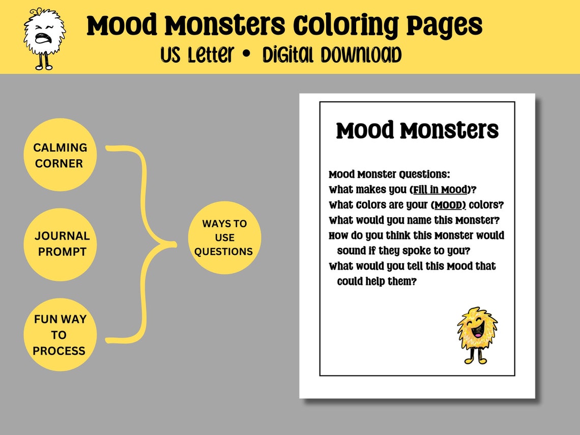 Printable Emotion Coloring Pages for Kids, Emotions Coloring Sheet, Fun ...