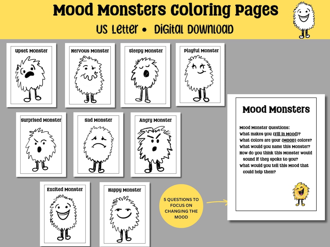 Printable Emotion Coloring Pages for Kids, Emotions Coloring Sheet, Fun ...