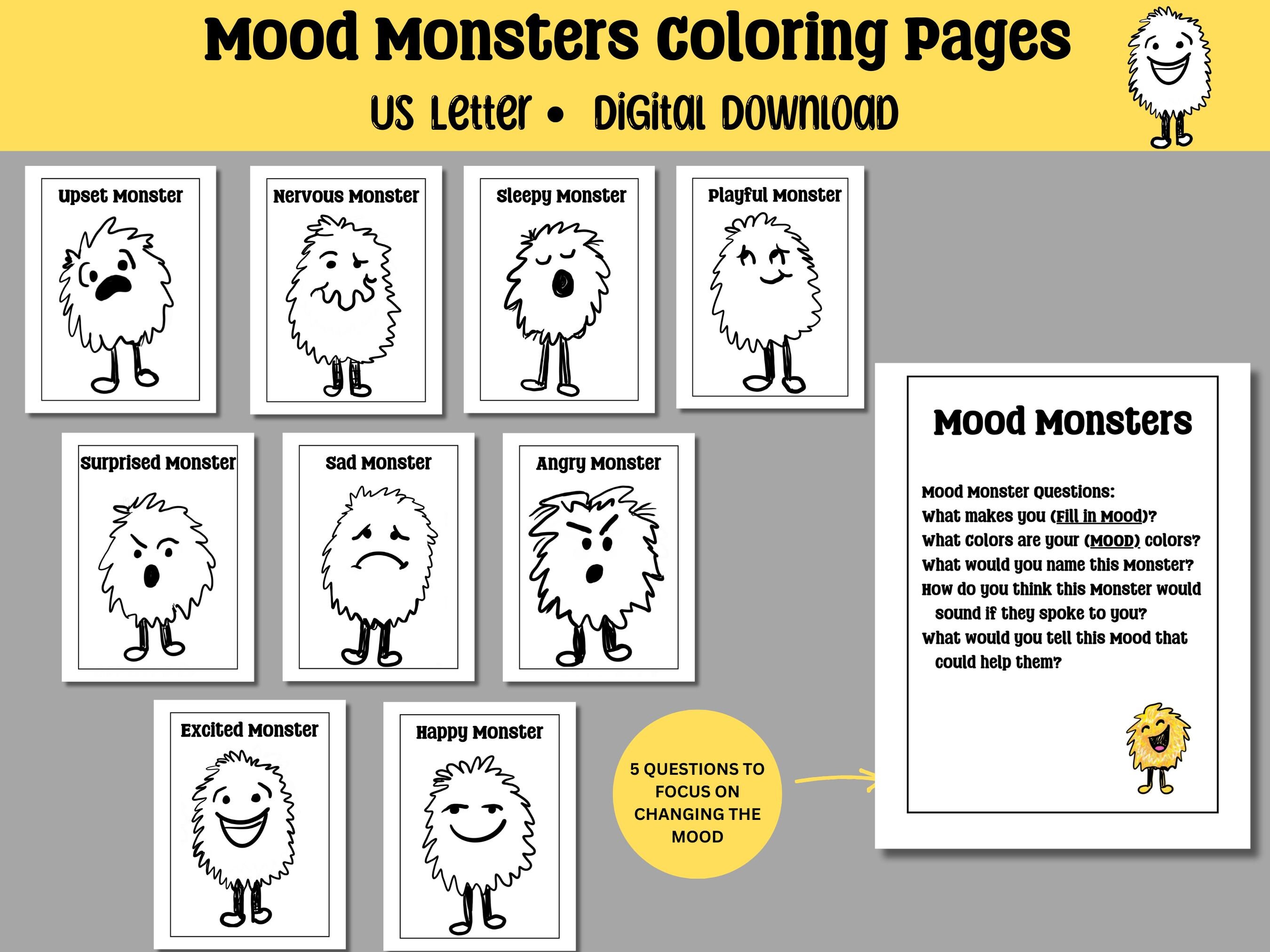 Printable Emotion Coloring Pages for Kids, Emotions Coloring Sheet, Fun ...